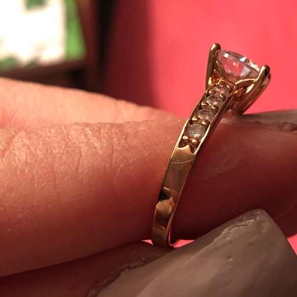Jewelry | Delicate But Blingy Gold Dipped Band And Cz Ring | Poshmark
